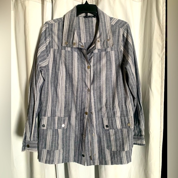 Doe & Rae | Jackets & Coats | Die Rea Zipper And Button Striped Layer ...